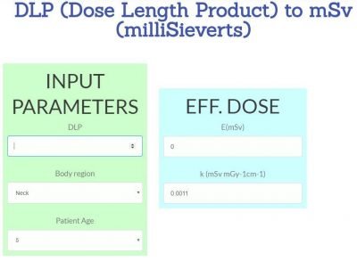 Dose Length Product (DLP) to Effective Dose (mSv) Calculator - How ...